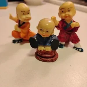 Vintage | Accents | Vintage Monk Figurines In Orange And Red Robes ...